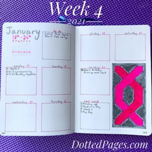 Week 4 2021 Update and Bullet Journal Spread • Dotted Pages